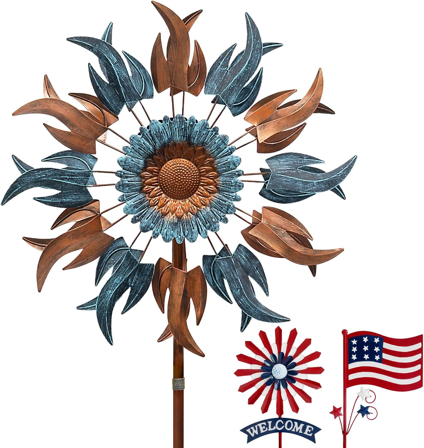84" Tall Outdoor Metal Kinetic Wind Spinner – Retro Flame Design, 360 ...