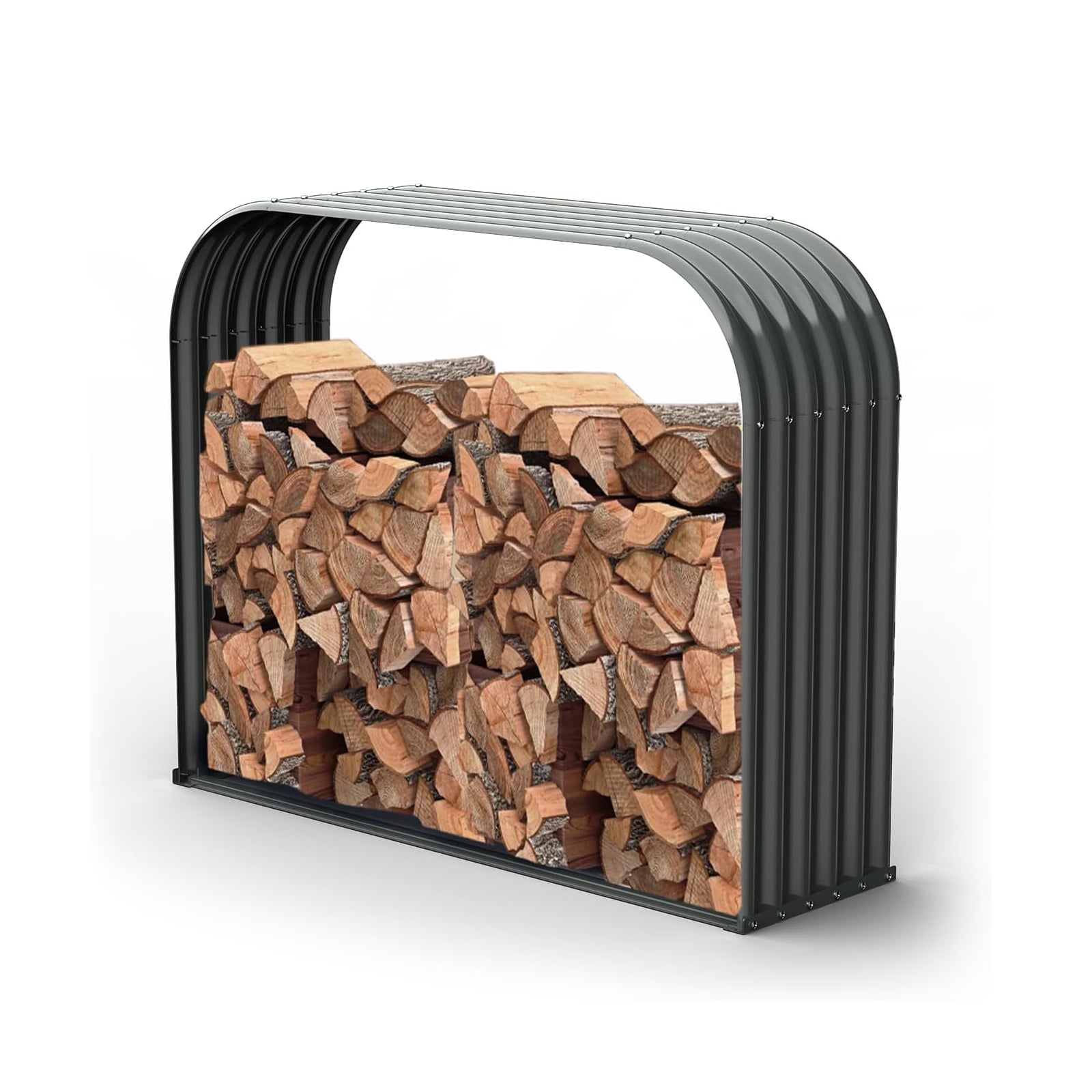 Steel Firewood Storage Shed | 20 Cubic Ft | Corrugated Metal – Anleolife